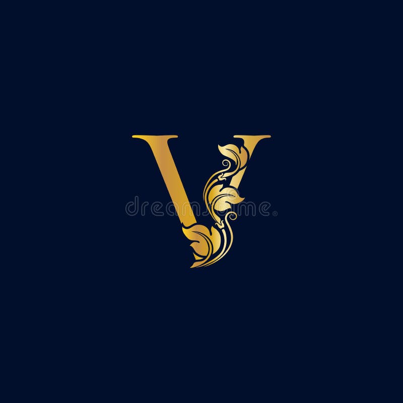 Golden Letter V Logo Icon . Initial Letter V Design Vector Luxury Gold ...