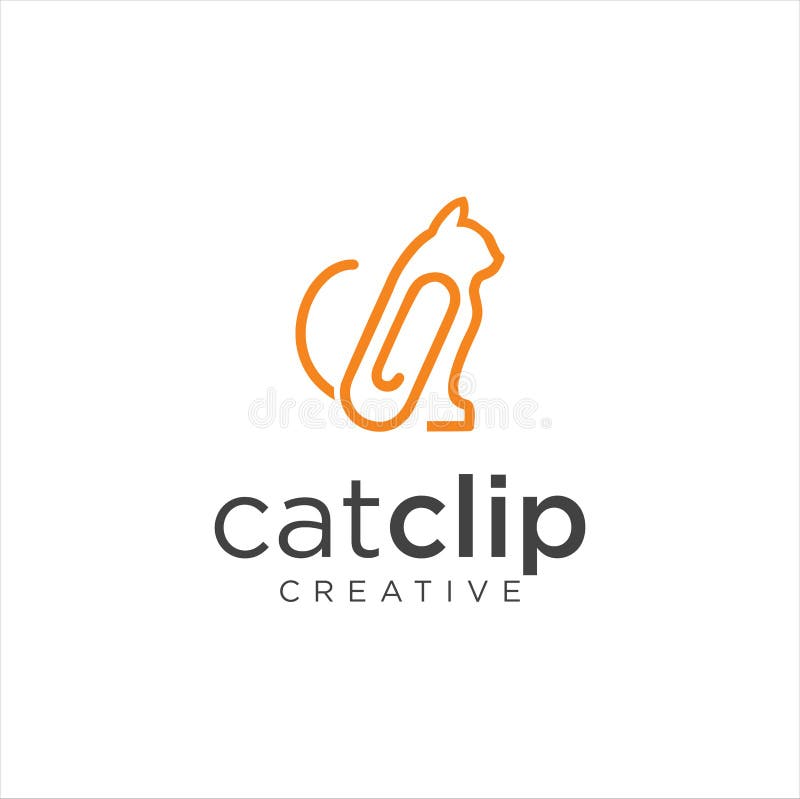 Cat Clip Logo Idea Icon Design Stock Vector. Animal Paper Clips Logo ...