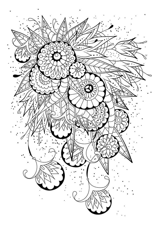Abstract Round Flowers and Buds. Coloring Page for Adults and Children ...