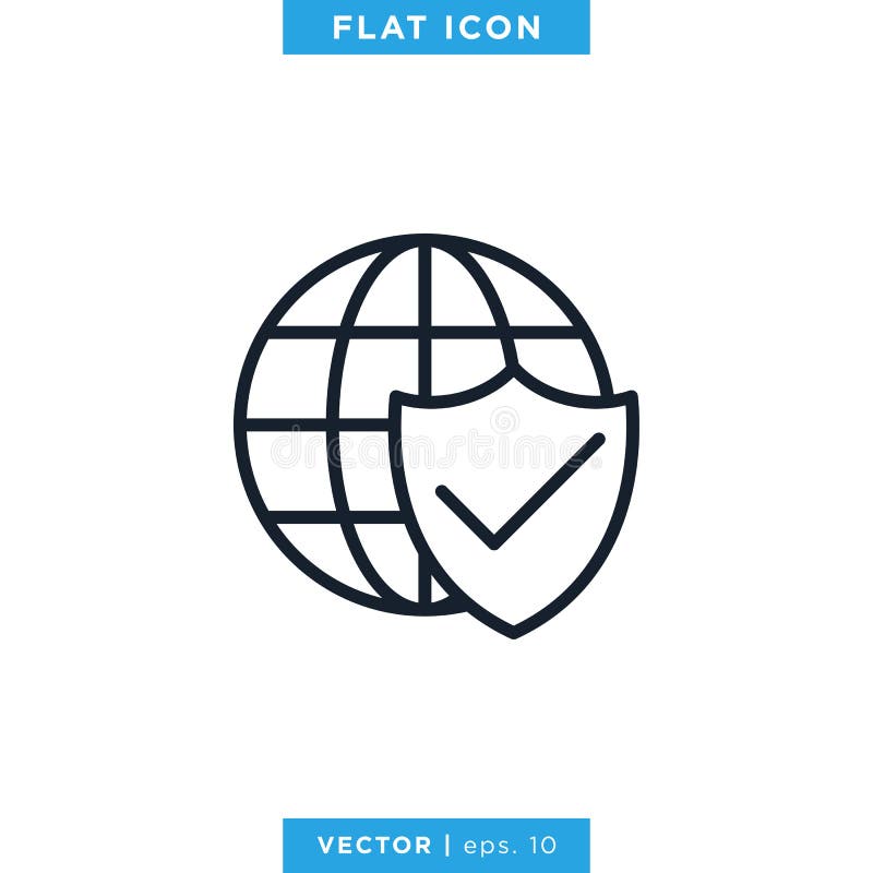 Internet Protection Icon Vector Design Template. Globe and Shield ...