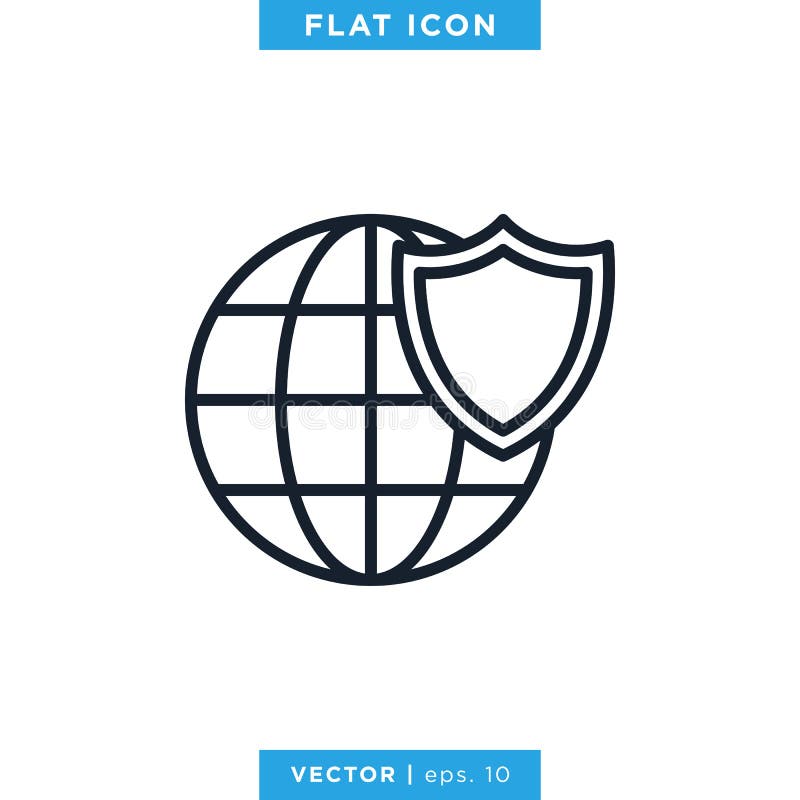 Internet Protection Icon Vector Design Template. Globe and Shield ...
