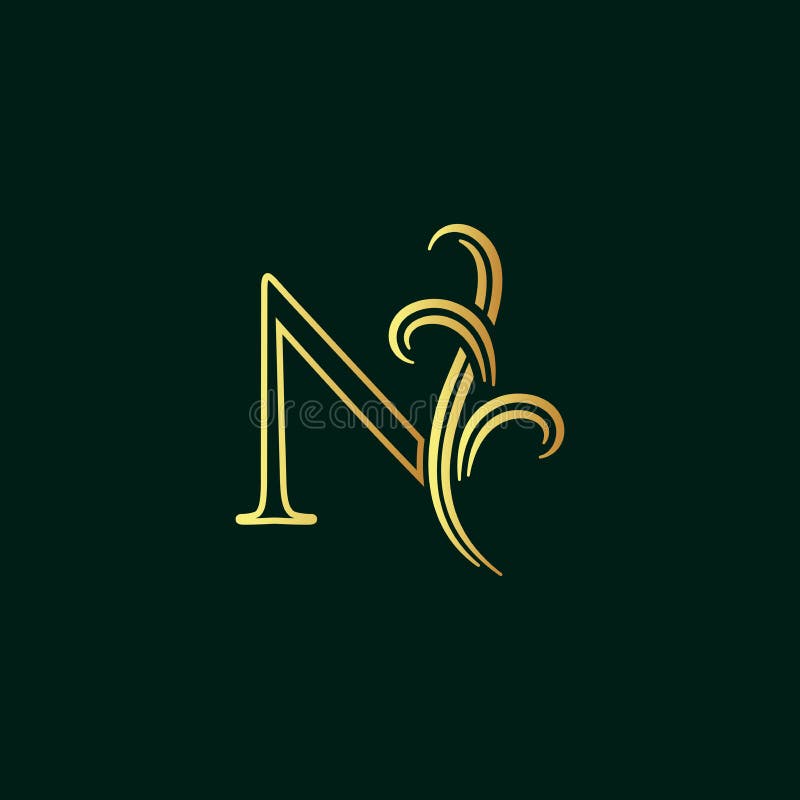 Elegant and Luxury Initial Line N Stock Vector - Illustration of gold ...