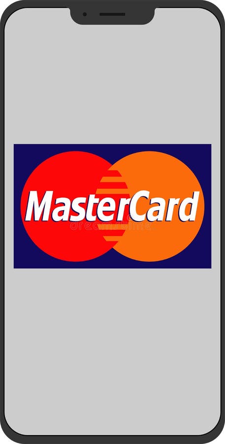 Mobile Phone Front View with Master and Visa Logos Editorial Stock ...