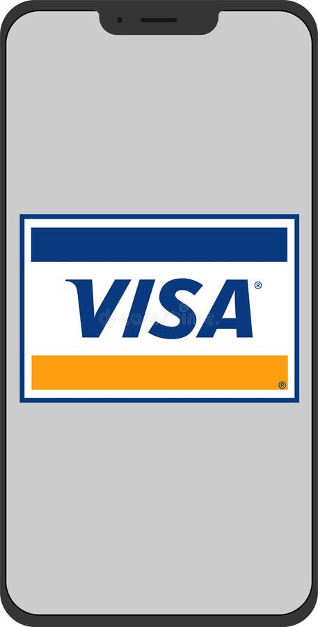 Mobile Phone Front View Display with Visa Logo Editorial Photo ...