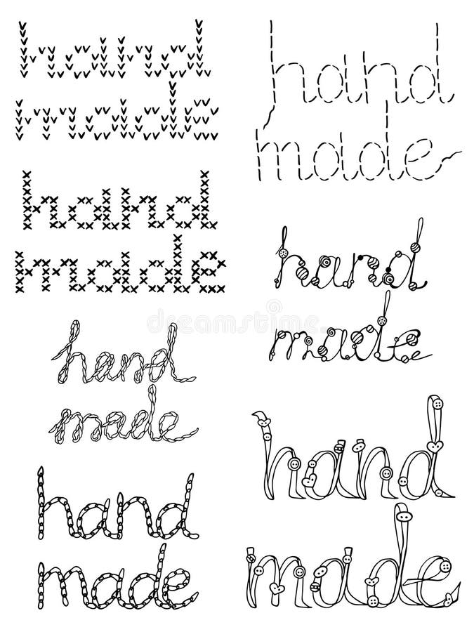 Set Vector Isolated Element. Lettering Hand Made. Stock Vector ...