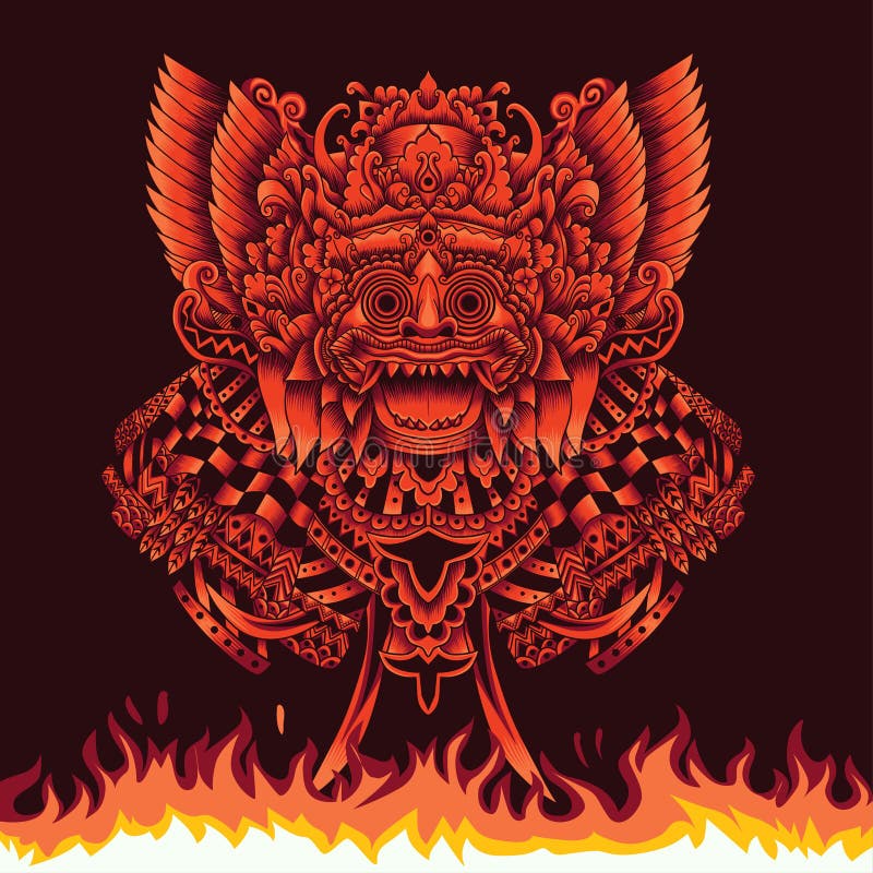 Barong Balinese Mask Illustration Stock Vector - Illustration of design ...