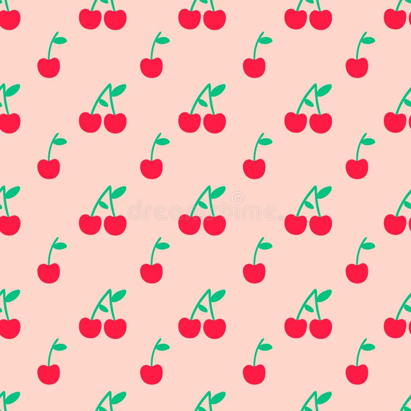 Simple Cherry Pattern, Fruit Illustration, Seamless Pattern, Vector EPS ...