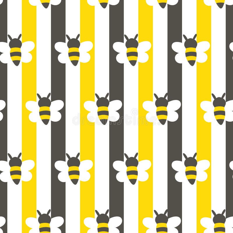 Abstract Striped Bees Pattern, Bug Wallpaper, Seamless Pattern, Vector ...