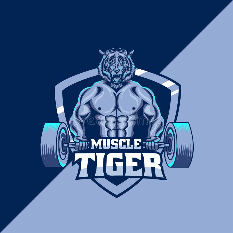 Muscle Tiger Mascot Logo Template Stock Vector - Illustration of biceps ...