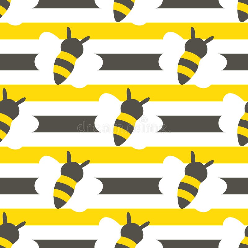 Abstract Striped Bees Pattern, Bug Wallpaper, Seamless Pattern, Vector ...