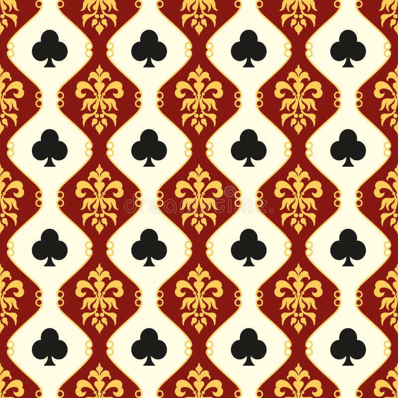 Seamless Clubs Playing Card Pattern, Victorian Style Illustration ...