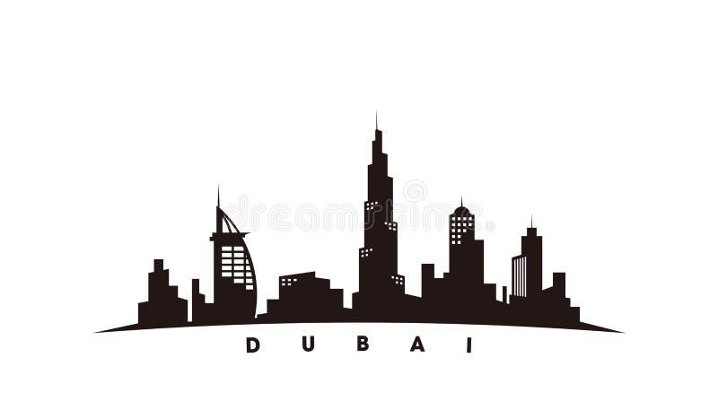 Dubai Skyline and Landmarks Silhouette Vector Stock Vector ...
