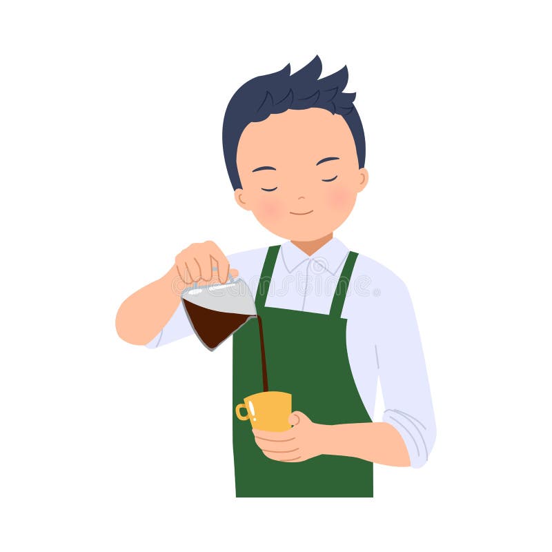 Barista Man Brew a Coffee. Making of Latte Art. Coffee Shop Worker ...