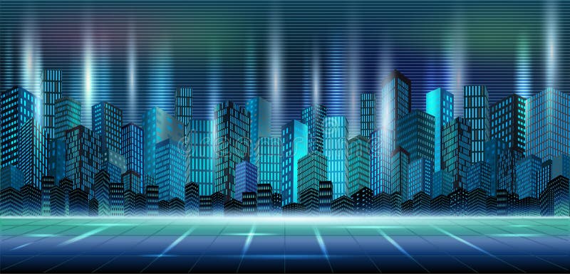 Futuristic City, Urban Architecture Background, Cityscape with Space ...