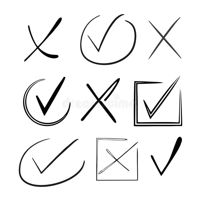 Hand-drawn Doodle Check Marks, Check Marks and Checklist Marks. Check ...