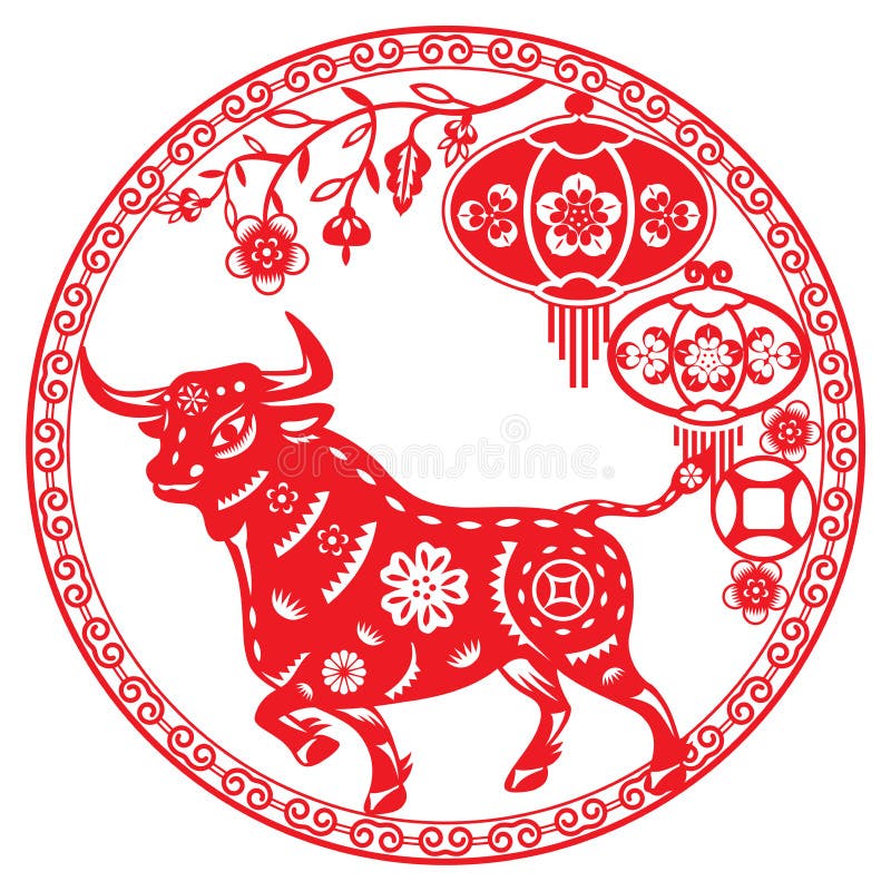 Chinese Year of OX Bull Vector Illustration in Paper Cut Style Stock ...