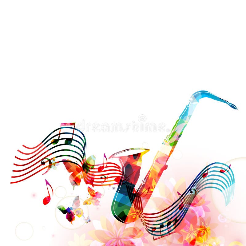 Colorful Saxophone with Composed Music Elements Stock Vector ...