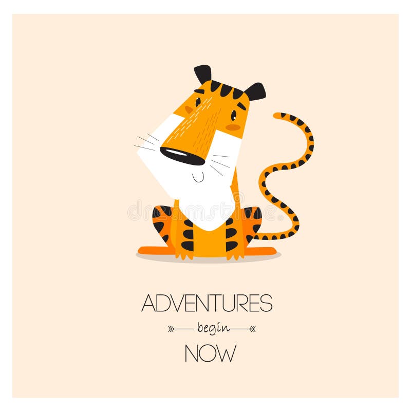 Print. Vector Poster with Cartoon Tiger. Stock Vector - Illustration of ...
