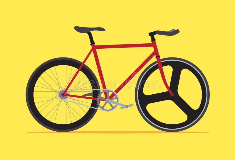 Bicycle Fixie Outline Drawing Icon, Side View, Vector Illustration ...