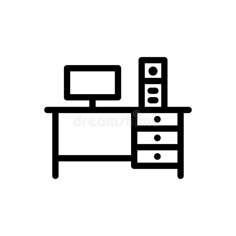 Computer Desk Home and Living Furniture Icon Outline Vector. Isolated ...