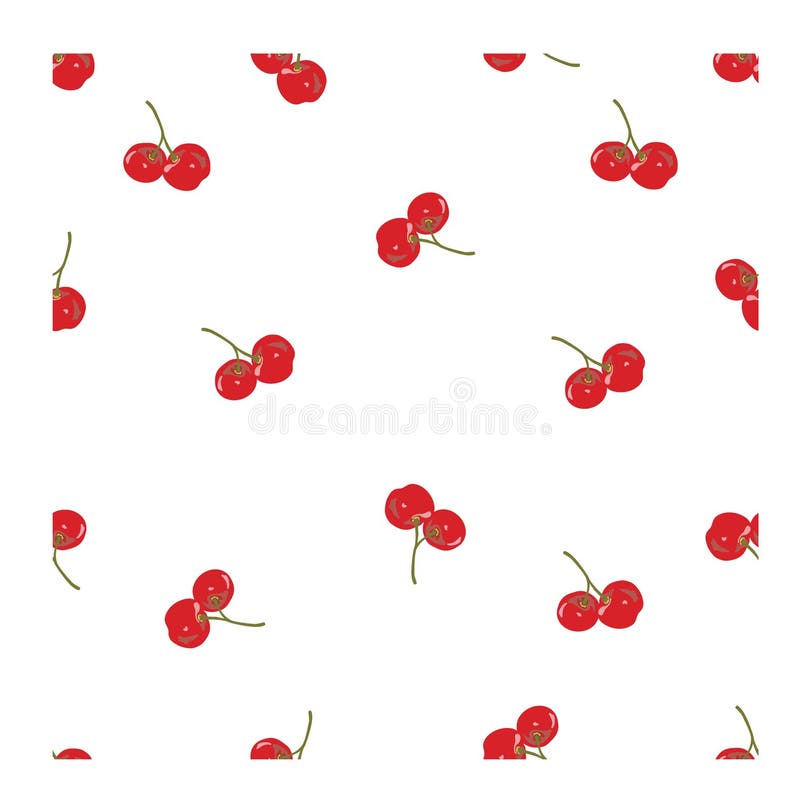 Seamless Pattern with Fun Red Cherry Stock Vector - Illustration of ...
