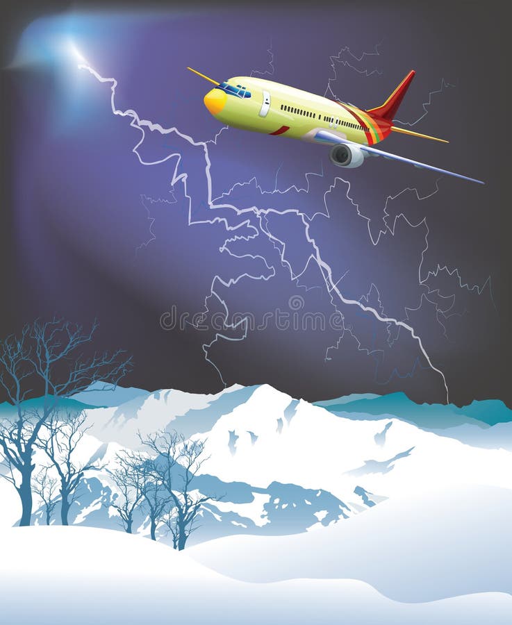 Passenger Airplane Flying Over Snow Capped Mountain Range Stock ...