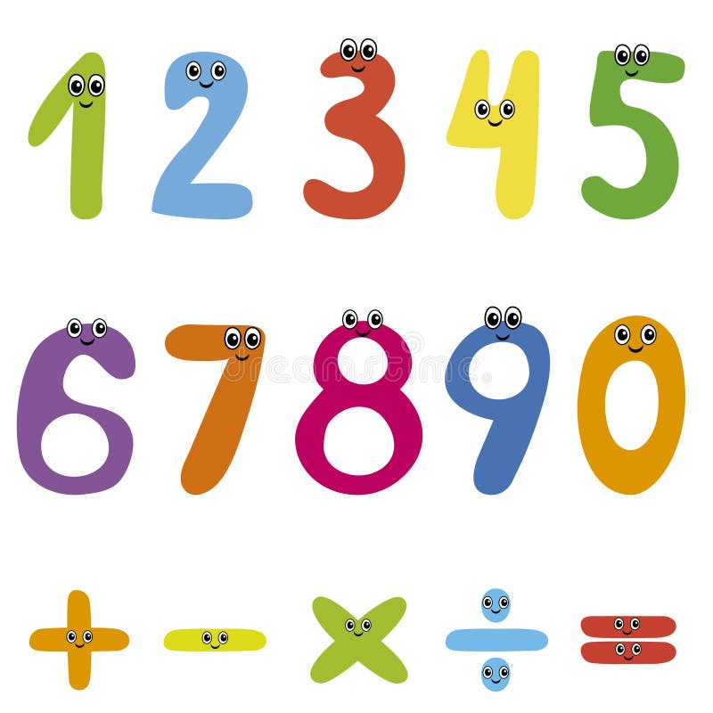 Colorful Numbers And Maths Symbols On White Background. Stock ...