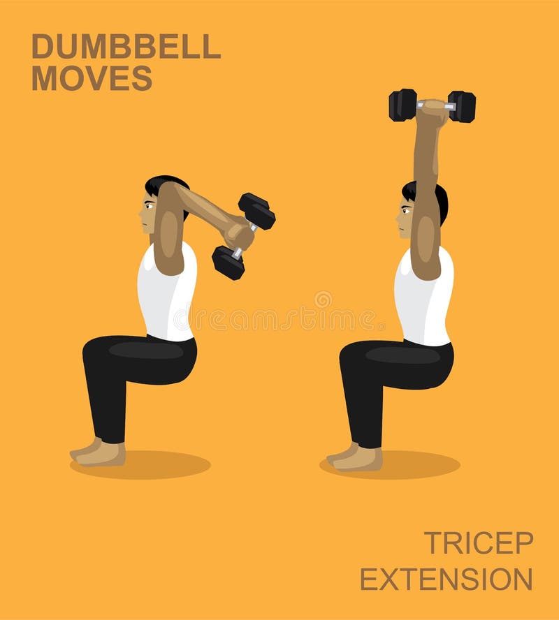 Tricep Extension Dumbbell Moves Manga Gym Set Illustration Stock Vector ...