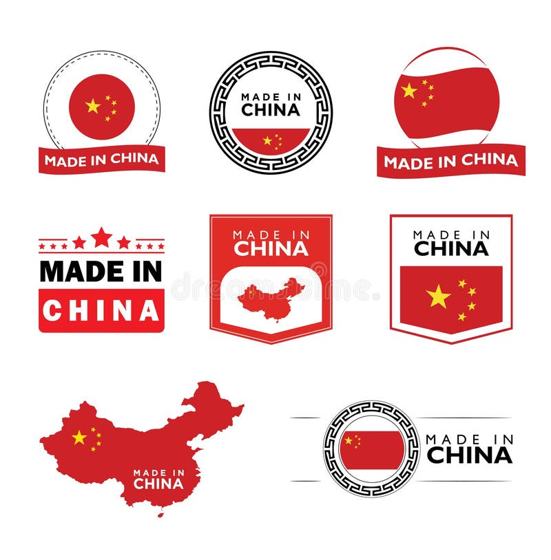 8 Made in China Labels stock vector. Illustration of asia - 194704180