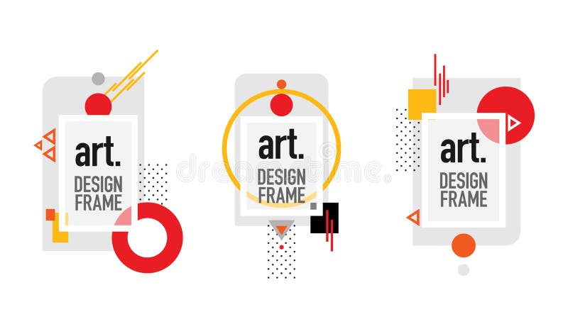 Vertical Geometric Shapes Art Frame, Banner Template Set Stock Vector ...
