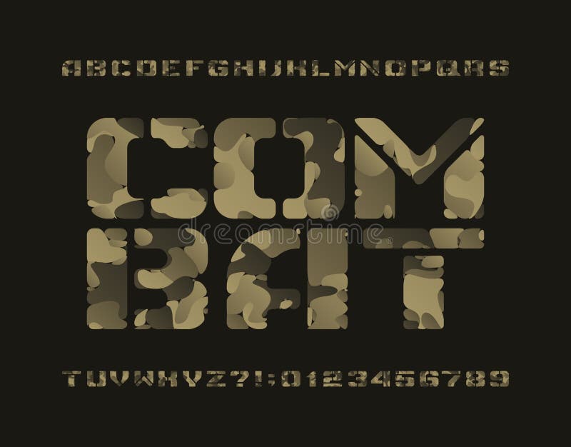 Combat Alphabet Font. Scratched Type Letters and Numbers. Stock Vector ...