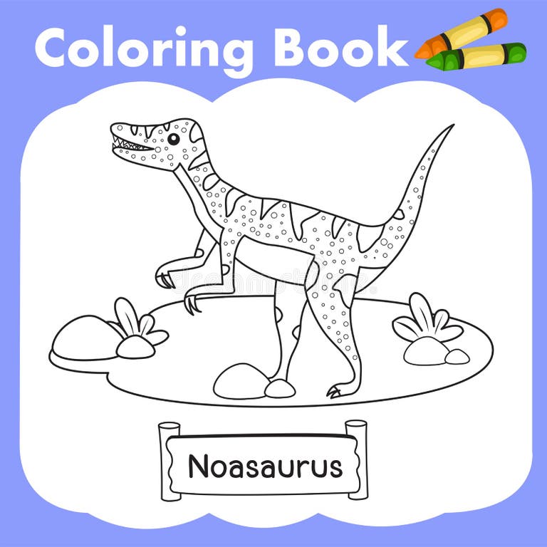 Illustrator of Coloring Book Dinosaur Noasaurus Stock Vector ...