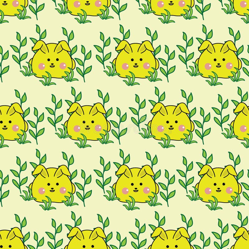 Seamless Pattern with Yellow Rabbit Stock Vector - Illustration of kids ...
