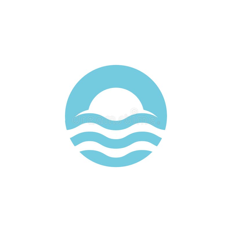 Waves Logo, Circle Wave Symbol, Blue Around Water Splash Icon Stock ...