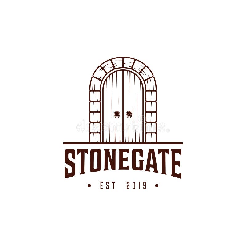 Stone Gate Logo Design Template. Door with Stone Architecture Icon ...