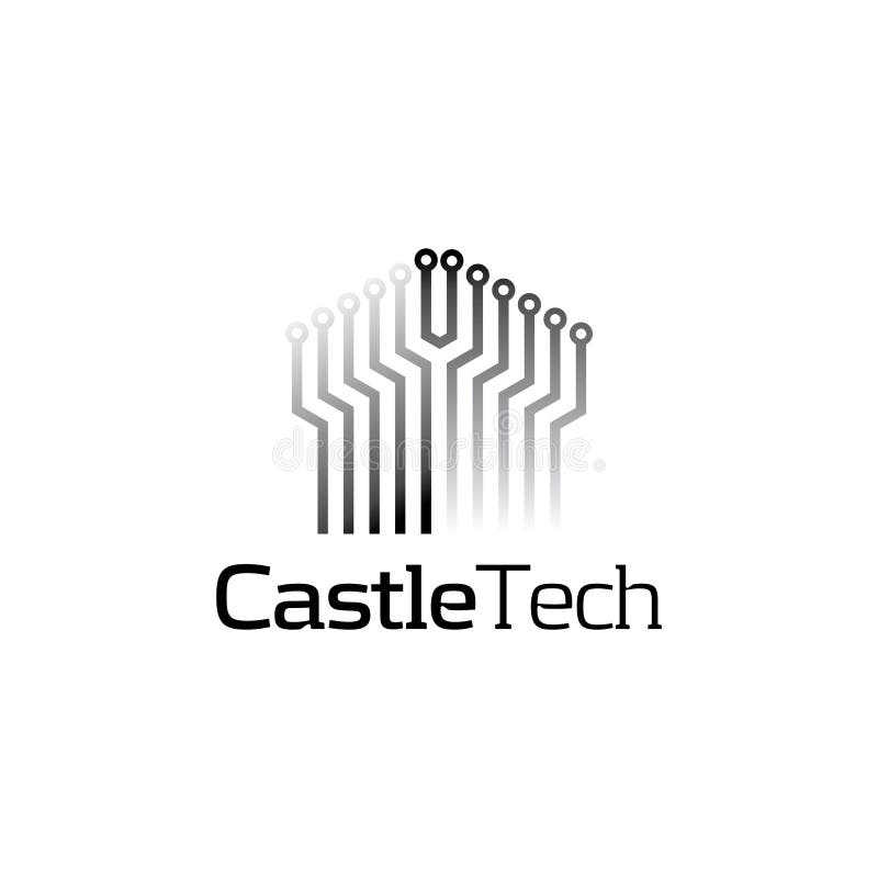 Castle with Circuit Logo Design Template.modern Creative Technology ...
