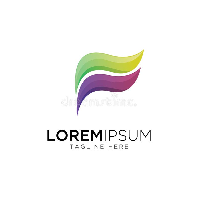 Letter F Logo Icon Template.Abstract Colorful Initial F Stock Vector ...