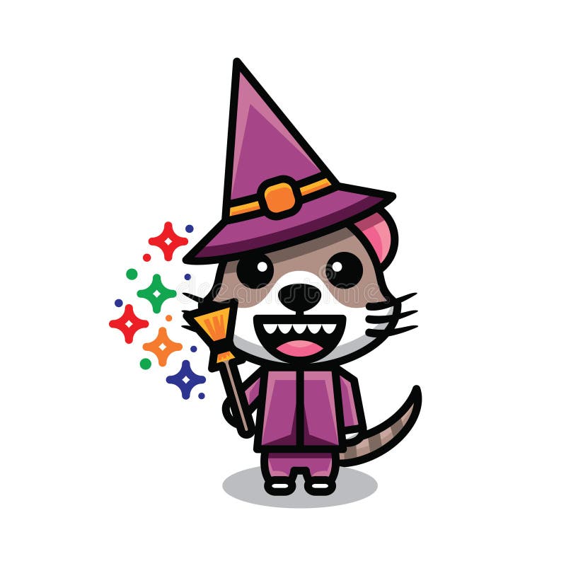 Simple Mascot Design Magic Cat Stock Vector - Illustration of cartoon ...