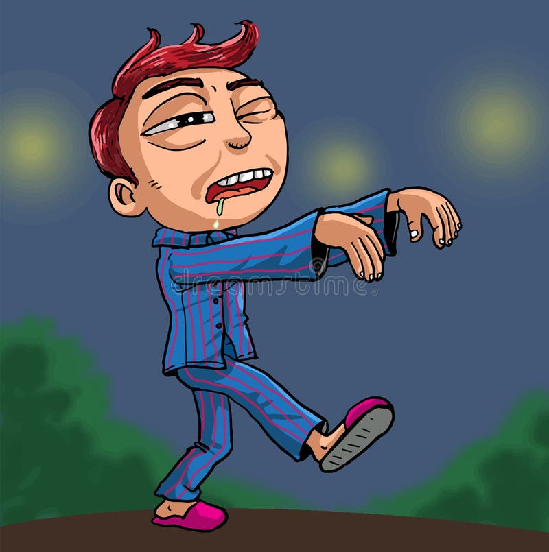 Boy Walking in the the Dark Night while Sleeping Stock Vector ...