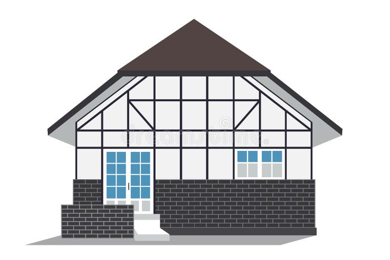 Vector Illustration of Timber House Isolated on White Stock Vector ...
