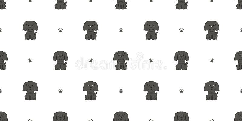 Cartoon Character Black Dog Seamless Pattern Background Stock Vector ...