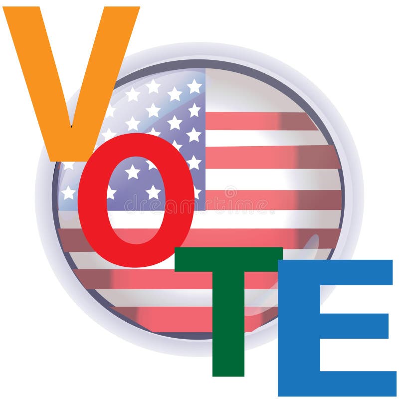 Vote Sign and Badge of America Election Day Stock Vector - Illustration ...