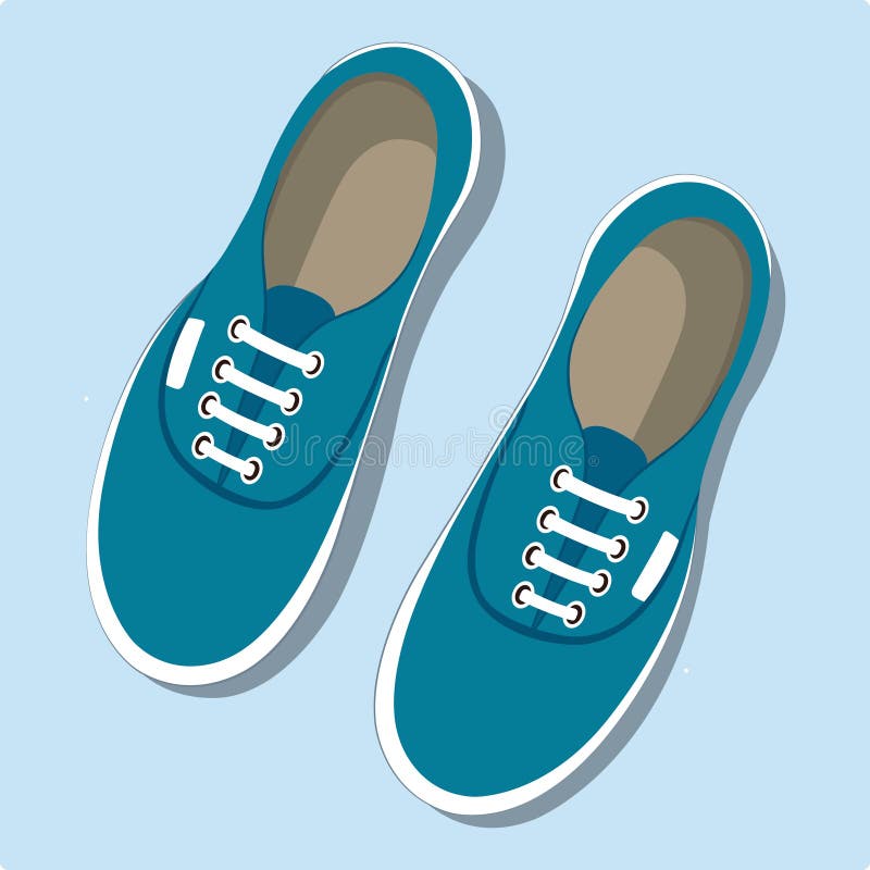 Blue Sneakers Shoes with Blue Background. Stock Vector - Illustration ...