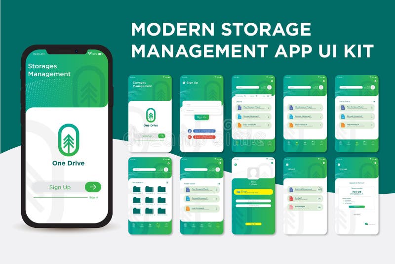 Storage Management App UI Kit Template Stock Illustration ...