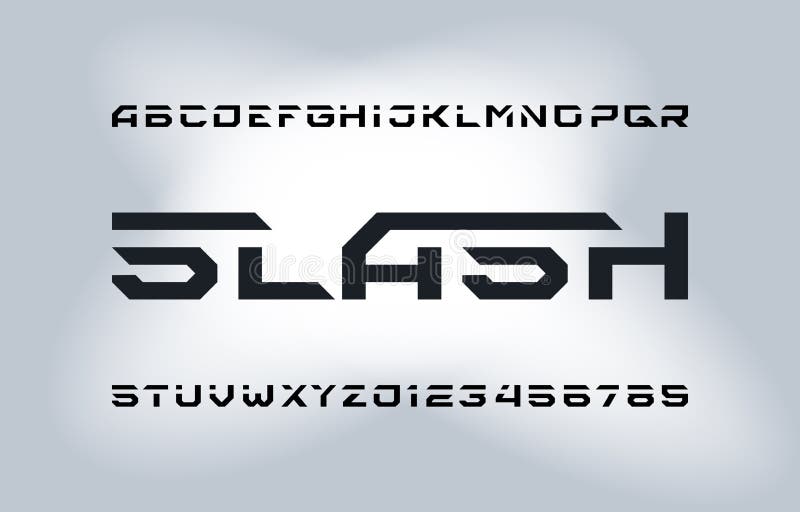 Slash Alphabet Font. Geometric Letters and Numbers Stock Vector ...