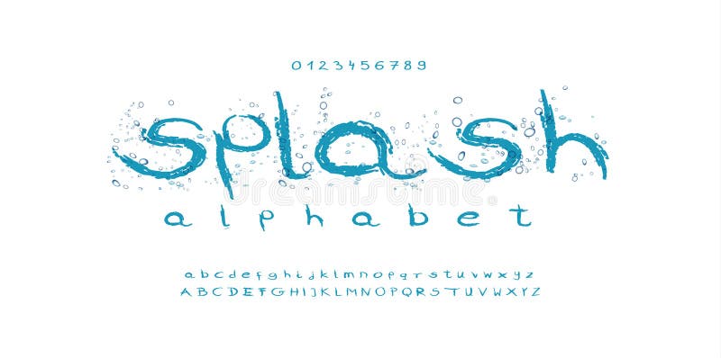 Water Splash Font. Water Drops Alphabet. Stock Vector - Illustration of ...