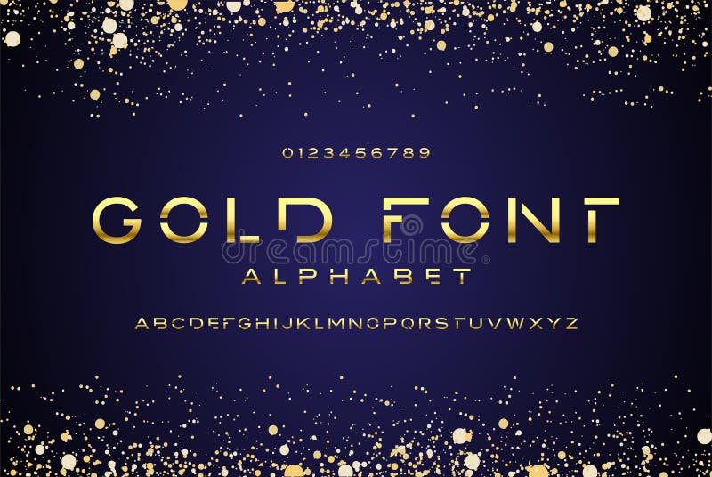 Set of Elegant Gold Colored Metal Chrome Alphabet Font. Stock Vector ...