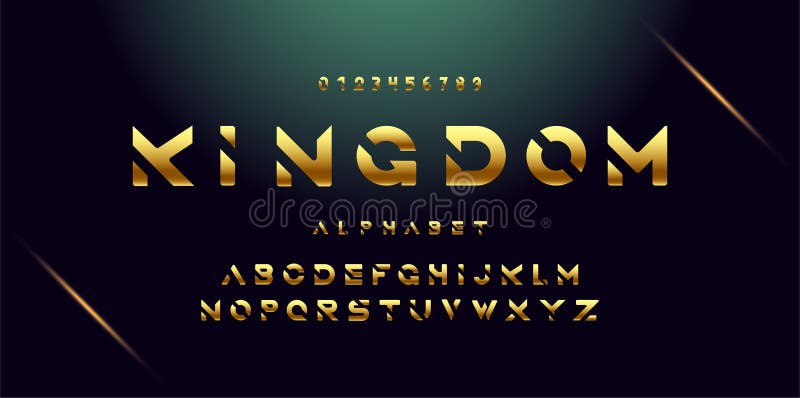 Set of Elegant Gold Colored Metal Chrome Alphabet Font. Stock Vector ...