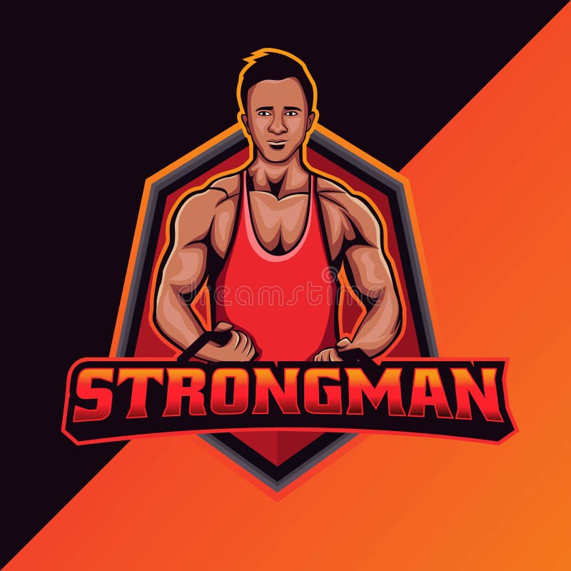 Strongman Mascot Logo Template. Stock Vector - Illustration of frame ...