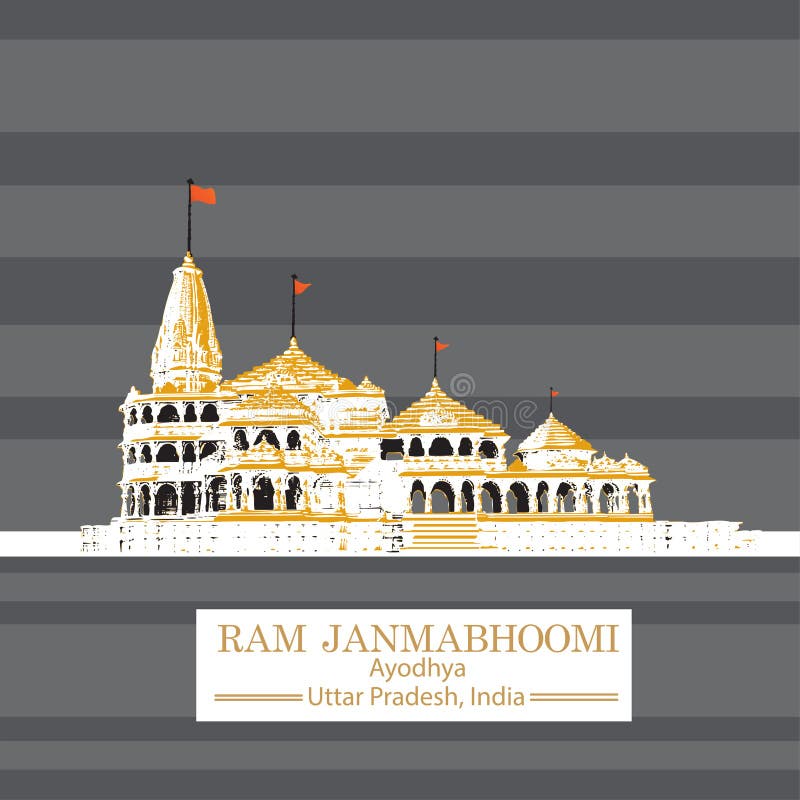 Shri Ram Mandir Ayodhya stock illustration. Illustration of temple ...